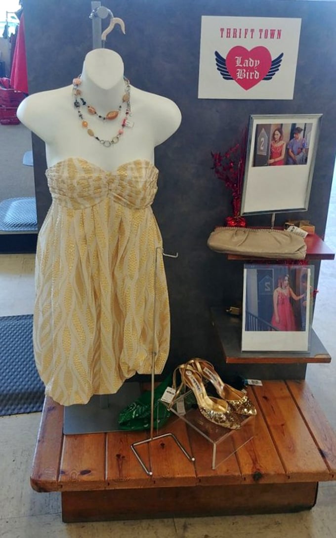 Fashion display worthy of department store windows, complete with accessories that scream "steal me!" 