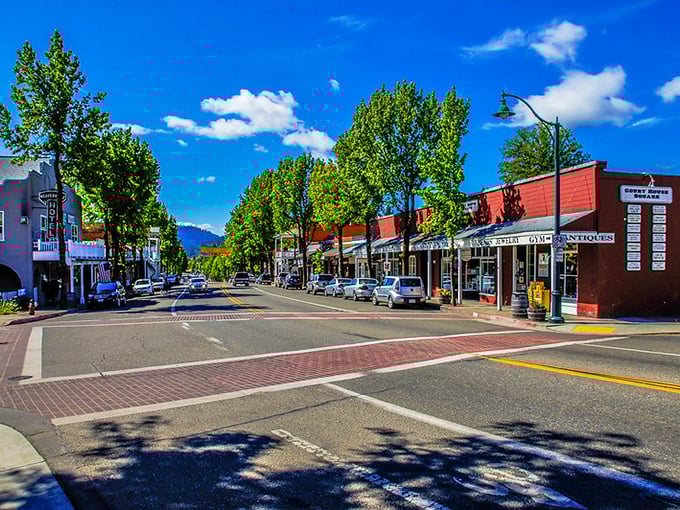 Downtown Weaverville basks in perfect California sunshine, offering that postcard-worthy scene that makes you want to cancel your return ticket home.