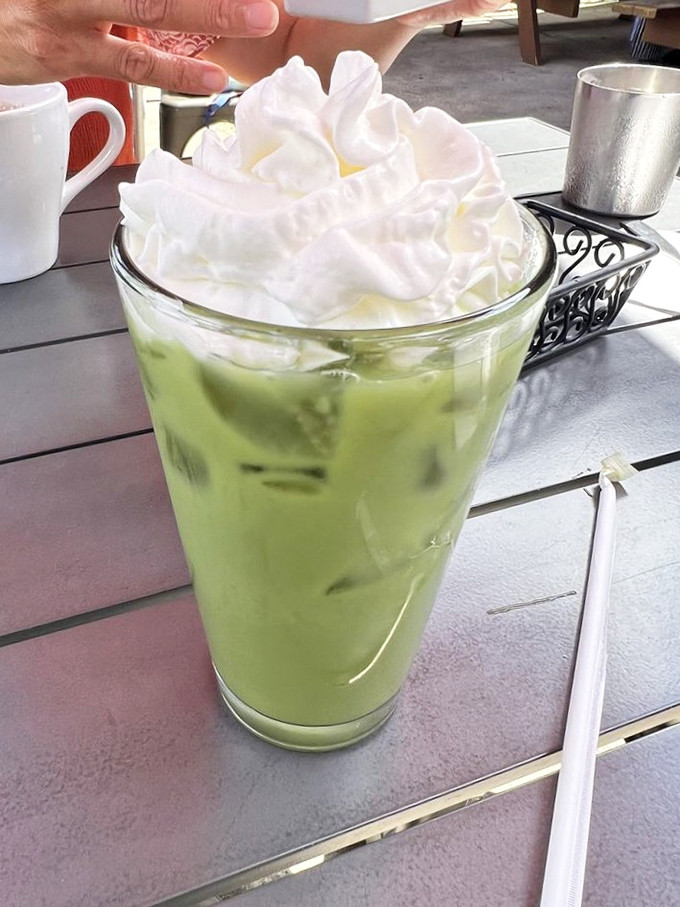 This matcha melon tea topped with a cloud of whipped cream looks like summer in a glass—refreshing enough to make Cleveland's humidity disappear.