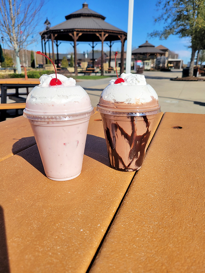 Milkshakes served outdoors in perfect weather – proof that sometimes the universe does want you to be happy after all.