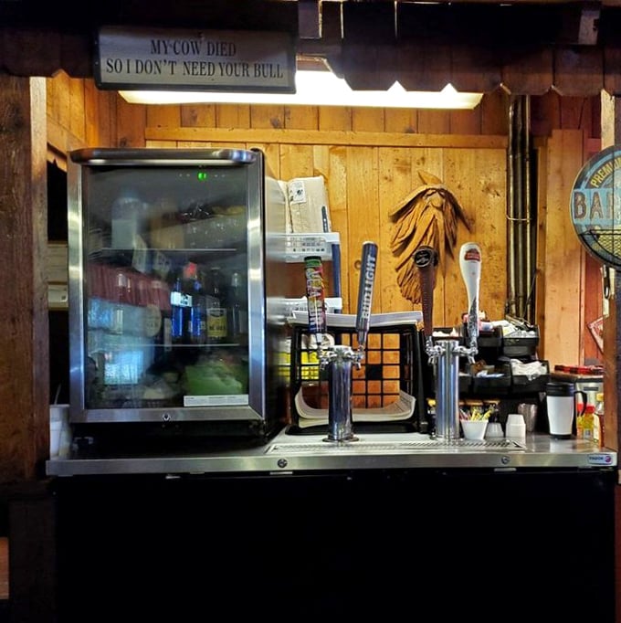 Even the bar keeps it real—no mixologists crafting artisanal whatever, just honest drinks to wash down honest food.