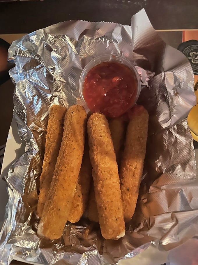 Mozzarella sticks that pull apart with that Instagram-worthy cheese stretch. Paired with marinara that actually tastes homemade, not from a bucket.