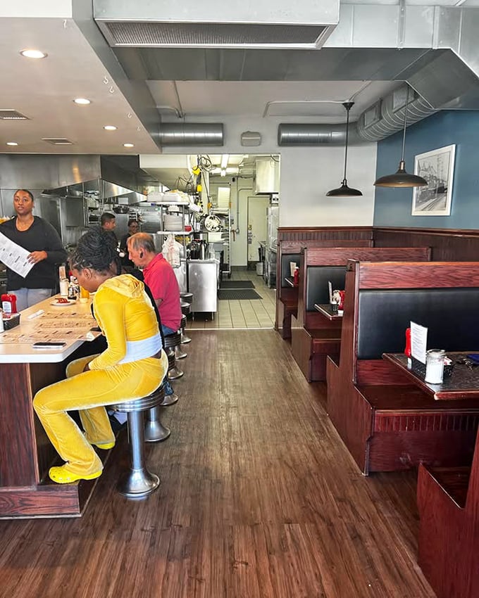 Classic diner vibes meet modern comfort – it's like your favorite sweater got a stylish update.