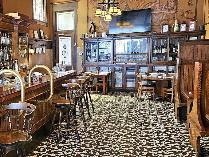 The bar area feels like it should be in a black-and-white movie – except the drinks and conversation are in vivid, living color.