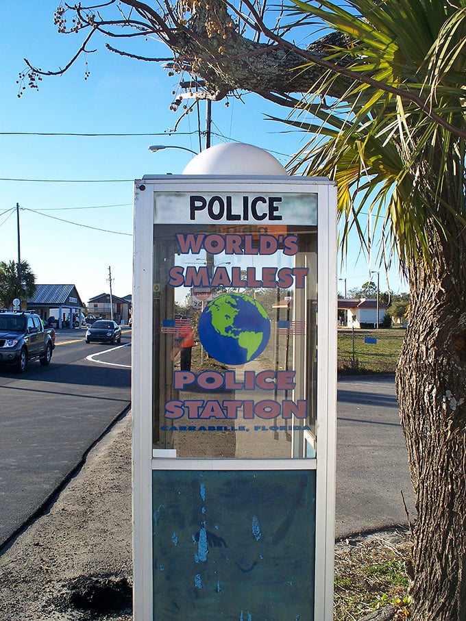 The back side reveals this isn't just a novelty - it's a fully operational law enforcement facility.