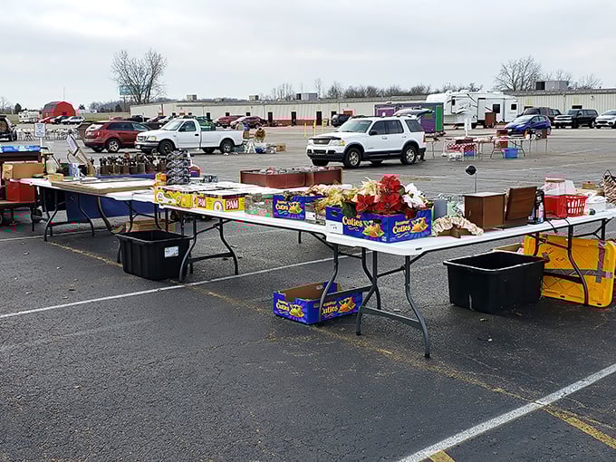 The outdoor market has a certain wild west charm—tables laden with miscellaneous treasures under the open sky, where haggling is practically expected.
