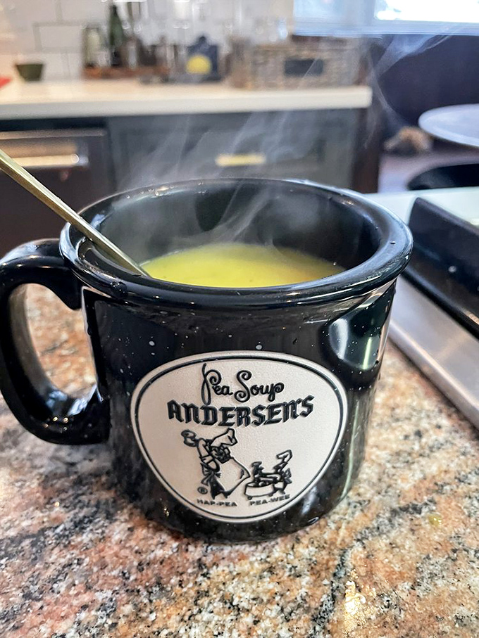 Steam rises from this iconic mug of split pea soup—the emerald elixir that launched a roadside empire and continues to warm travelers from San Francisco to LA.
