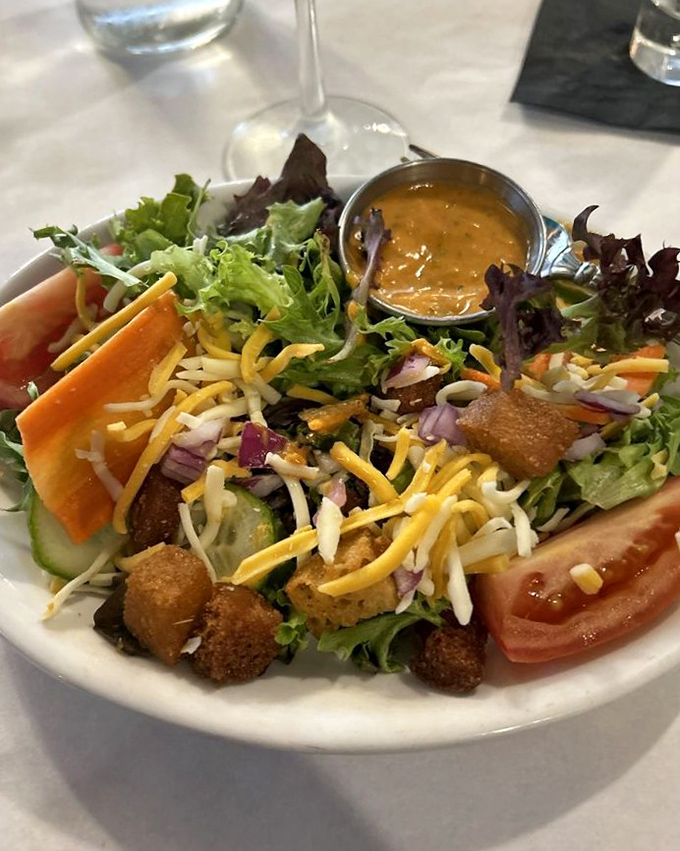 A salad that doesn't apologize for being a salad – fresh, colorful, and substantial enough to satisfy even committed carnivores.