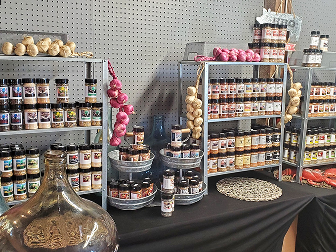 A spice lover's dream display—where jars of flavor possibilities stand at attention, waiting to transform Tuesday night dinners into culinary adventures.