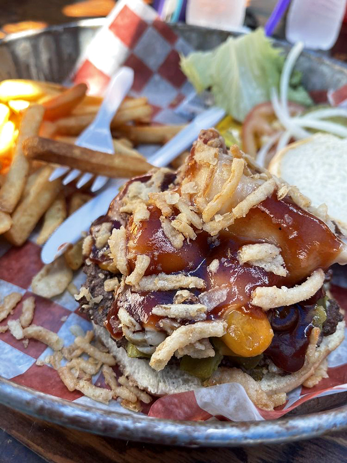 The "I can't believe I ate the whole thing" burger. With those crispy onions and BBQ sauce, resistance is futile—your diet never stood a chance.