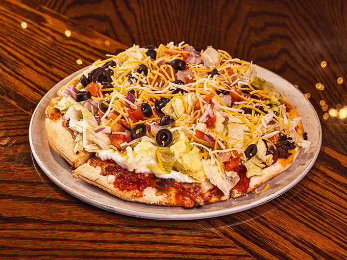 Taco pizza that breaks all the rules and gets away with it—a rebellious fusion that somehow makes perfect sense after the first bite.