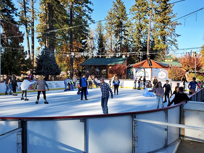 Who needs expensive resort entertainment? Paradise's outdoor ice rink brings winter magic and rosy cheeks to generations of families.