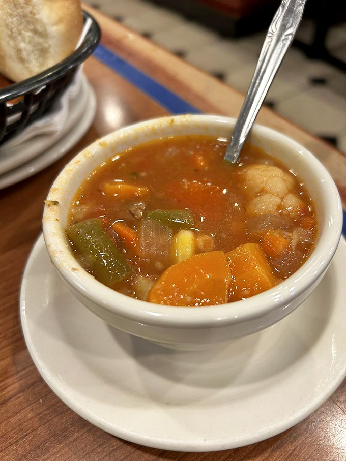 Hearty vegetable soup packed with tender chunks proves that simple ingredients create extraordinary comfort.