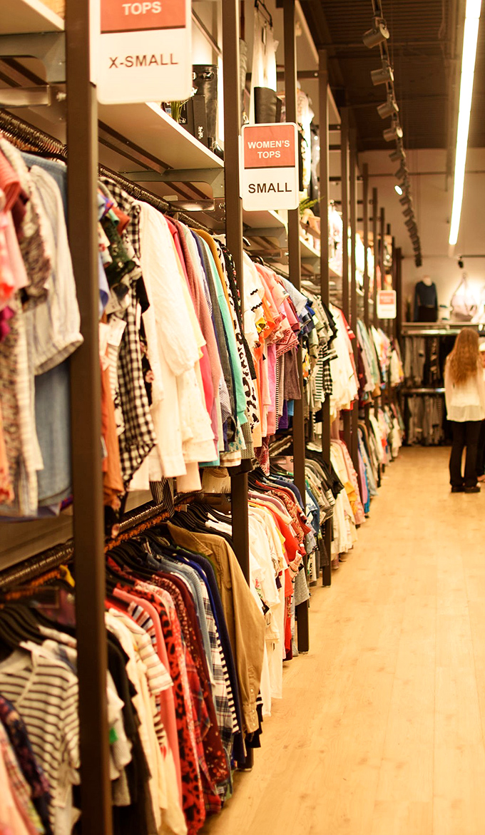 Organization that Marie Kondo would approve—color-coded tops waiting to spark joy in your closet and budget.