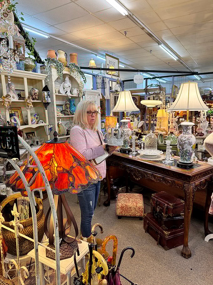 The thrill of the hunt captured in real-time – that moment when you spot the perfect vintage lamp among hundreds of treasures.
