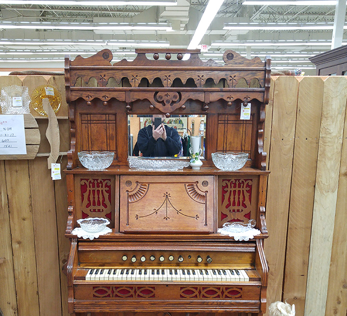 This isn't just furniture – it's a Victorian music machine waiting to sing again. The craftsmanship makes today's mass-produced items weep with inadequacy.