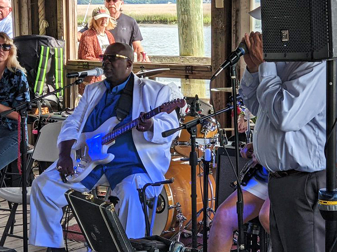 When the food is this good, even the entertainment brings its A-game. Nothing complements fresh seafood like fresh tunes in crisp white suit