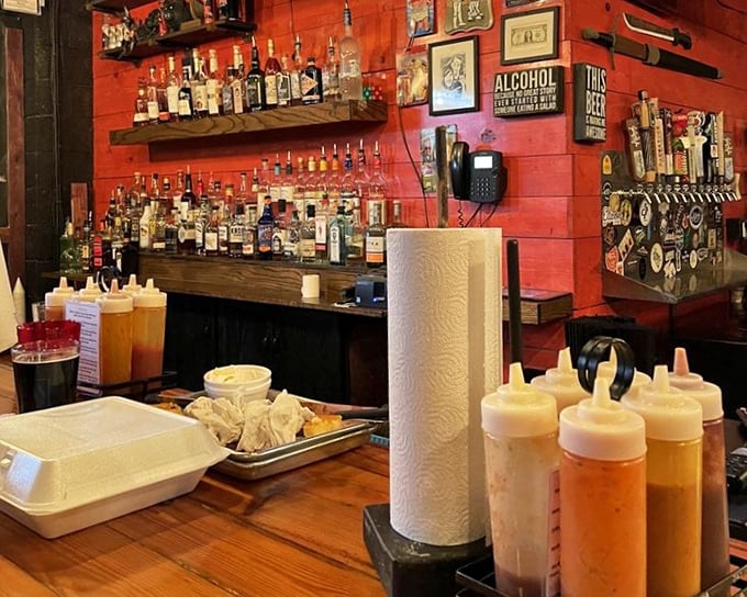 Where the magic potions live—sauce bottles standing ready like tiny soldiers in the flavor war against bland food everywhere.