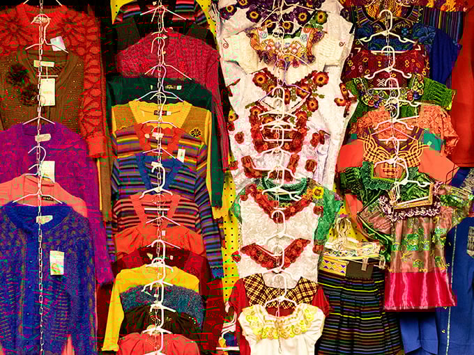 A kaleidoscope of colors and patterns tells stories from distant lands. These aren't just clothes—they're wearable adventures waiting to happen.