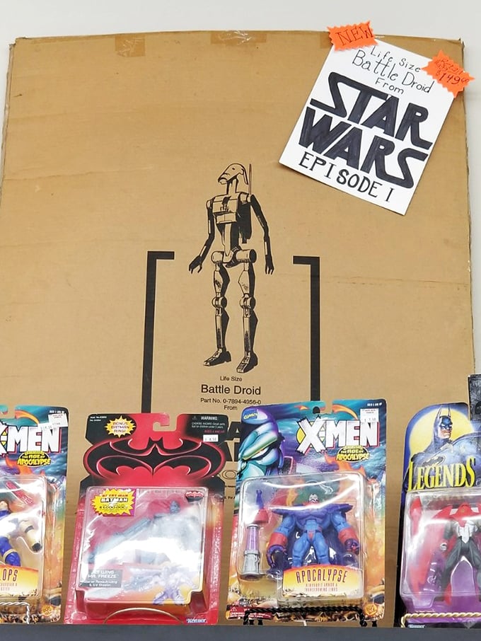 Nostalgia alert! These mint-in-package action figures from Star Wars and X-Men are a collector's dream—childhood memories with price tags attached.