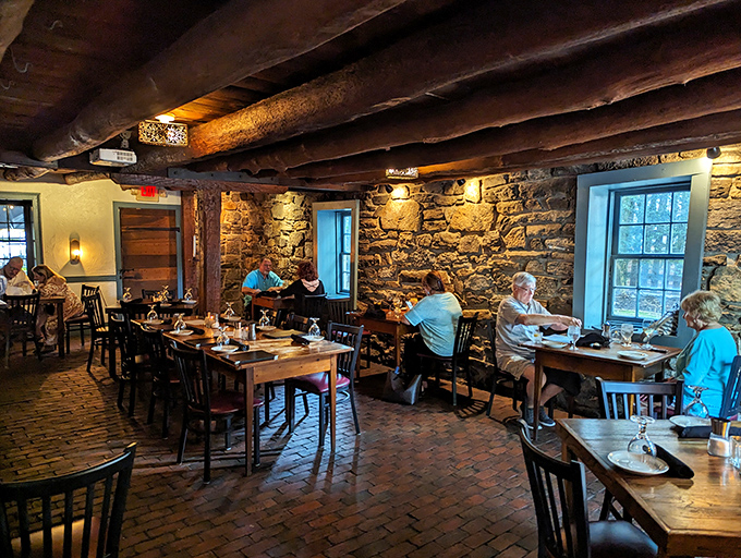 Where rustic meets refined—diners enjoy meals in a room that's witnessed centuries of celebrations. Those brick floors have stories to tell.