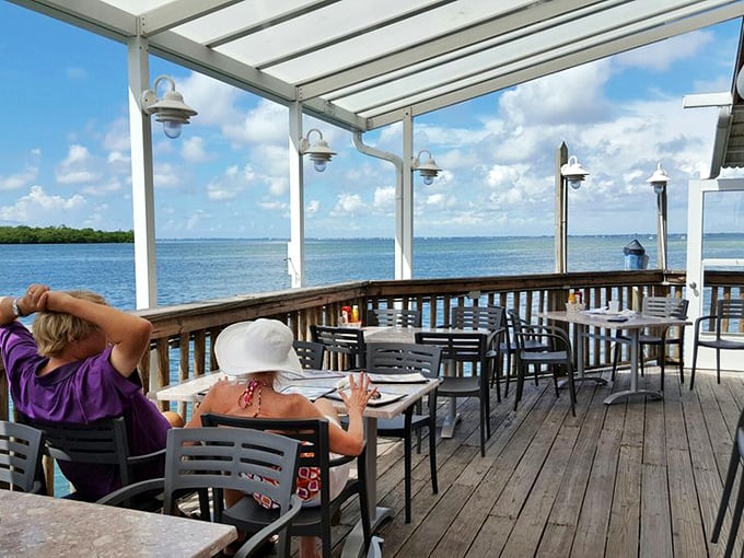 Dining with a view that no interior designer could create. Mother Nature's panorama makes every bite taste better at The Old Salty Dog.