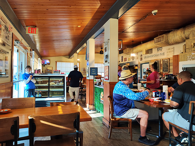 Where locals gather to enjoy honest food without pretense. The wooden ceiling and country décor say "stay awhile" without saying a word.