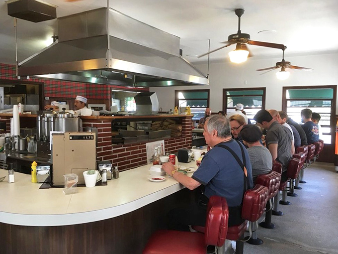 Strangers become neighbors at this counter. In a city often criticized for superficiality, The Apple Pan offers something genuine – connection over great food.