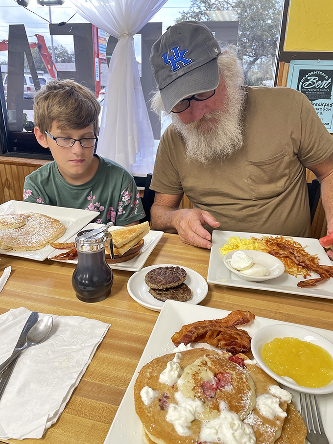 Multi-generational breakfast outings – where pancakes become the bridge between grandparents and grandkids in the circle of breakfast life.