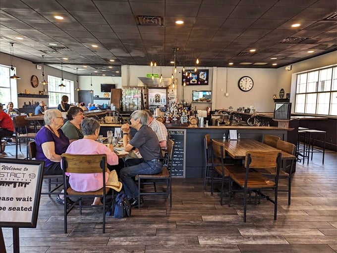 The true measure of a restaurant's success – happy diners engaged in that universal ritual of "I'm talking but I'm also thinking about my next bite."