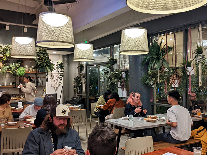 Where dumpling devotees gather for communal worship. The diverse crowd all shares the same religion: the Church of Seriously Good Food.