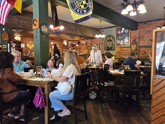The restaurant buzzes with conversation and clinking glasses—where locals and visitors alike gather to celebrate the universal language of good food.
