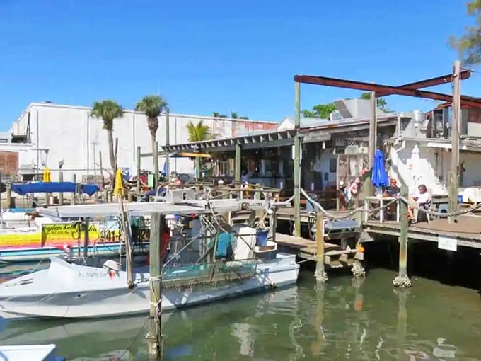 Rustic docks and weather-worn buildings create the perfect backdrop for an authentic seafood experience. No architect could design this level of genuine coastal character.