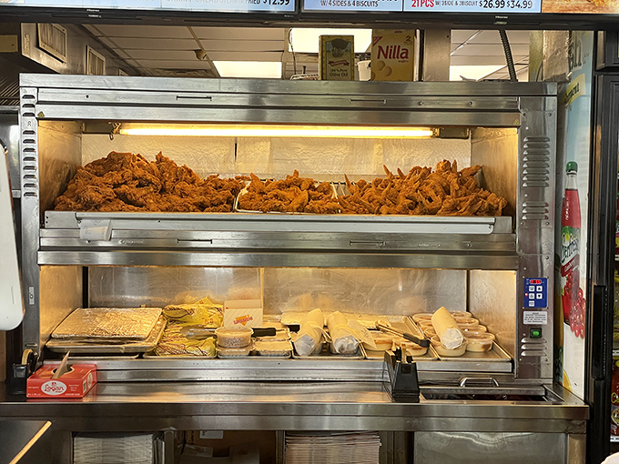 More than just a food warmer—it's a chicken sauna where golden pieces rest before making their journey to your table.