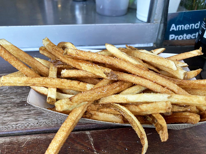 Golden, crispy, perfectly salted fries—because sometimes the perfect ice cream companion isn't more sweetness, but a savory counterpoint that makes sense.
