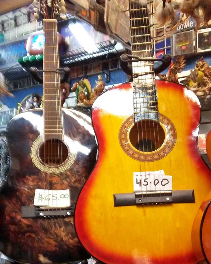 Affordable guitars waiting for their big break. For $45, you're not just buying an instrument—you're buying potential stardom.
