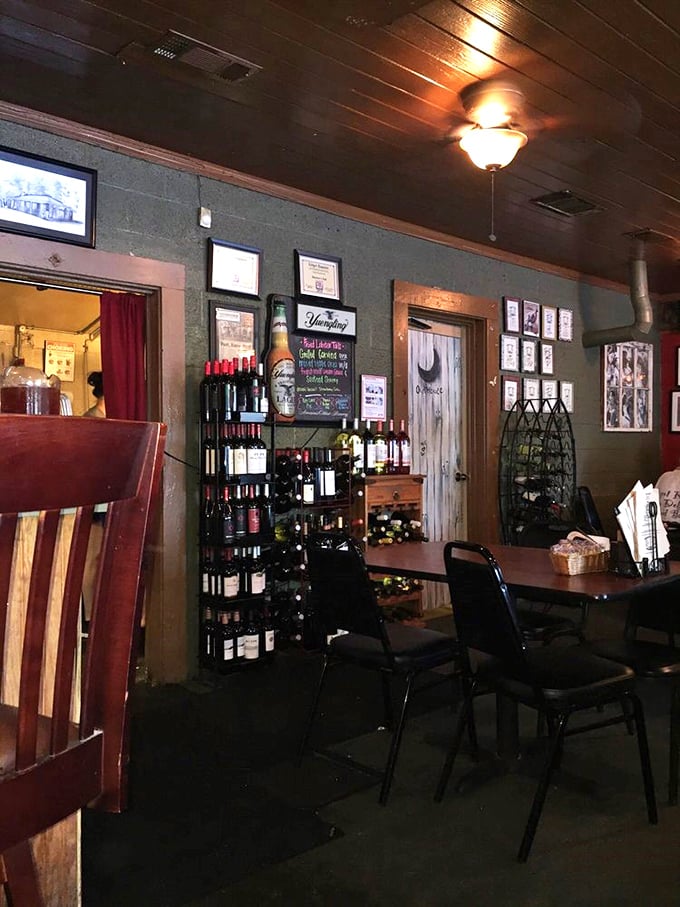 Wine racks and hunting memorabilia create that distinctly Georgia vibe—sophisticated enough for date night, casual enough for Tuesday dinner.