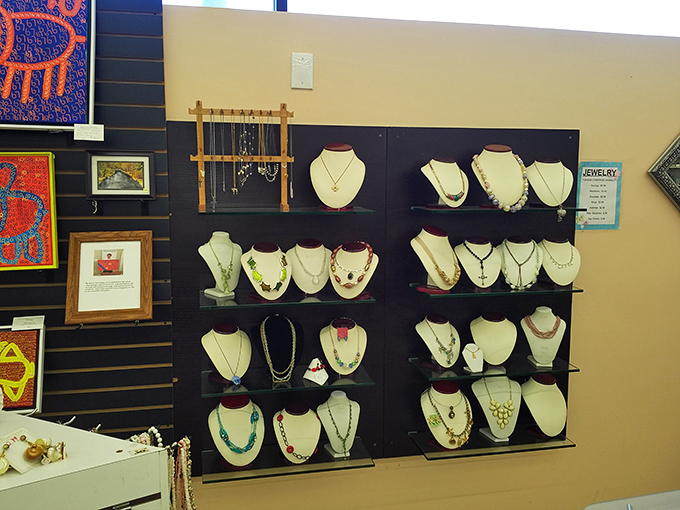 Jewelry displays transform forgotten accessories into treasure-hunt gold – one person's abandoned necklace becomes another's signature piece.