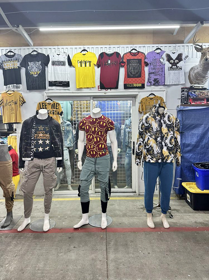 Fashion mannequins sporting styles that range from "weekend casual" to "ready for that music festival I'm probably too old for."