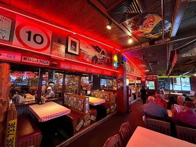 Another angle reveals more delightful clutter where every surface tells a different American story.