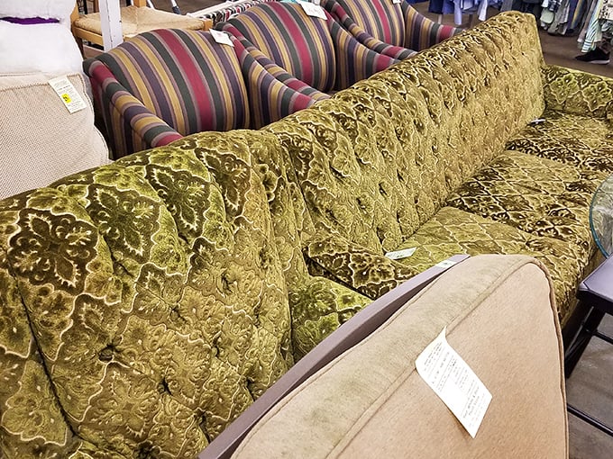 That avocado-colored velvet sofa isn't just furniture—it's a time machine to your grandmother's living room, now considered "vintage chic" by design influencers.