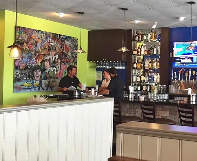 Where the magic happens – the bar area combines colorful décor with serious beverage business. Those paper lanterns aren't just for show.