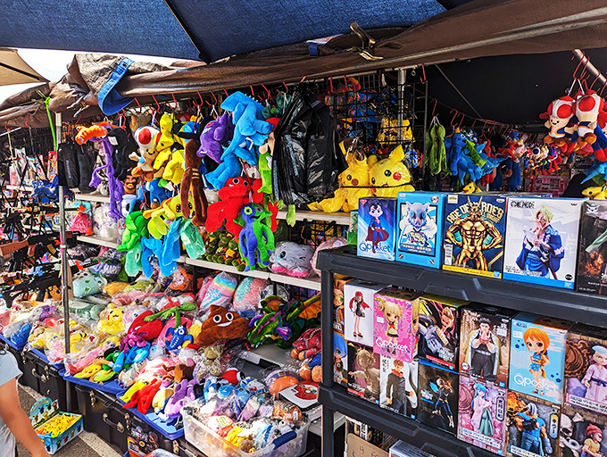 Plush paradise! A riot of colorful characters ready for adoption, alongside collectible figures that would make any fan squeal with delight.