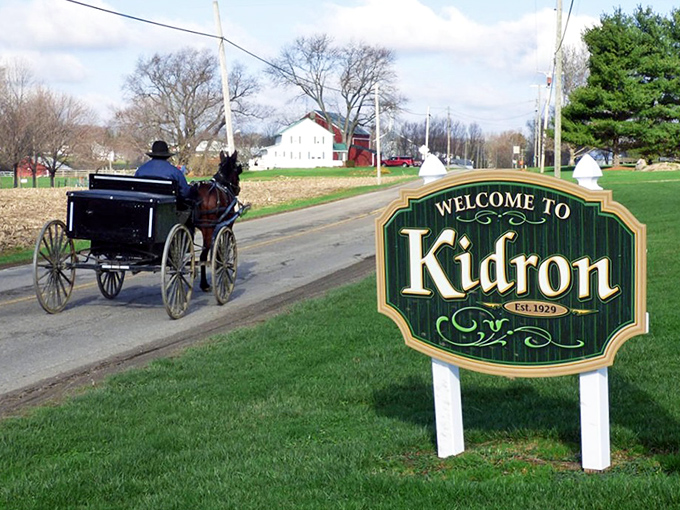 "Welcome to Kidron, Est. 1929"—where history isn't just remembered, it's lived every day.