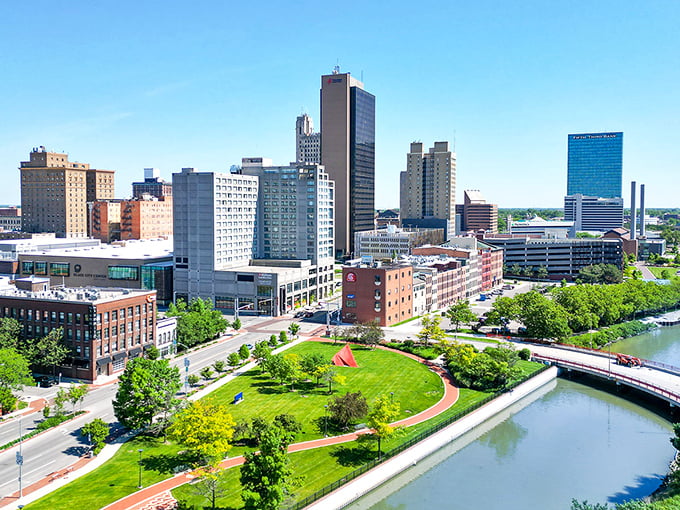 Toledo's skyline rises above the Maumee River like a Midwest mirage, surprising first-time visitors with its urban sophistication.