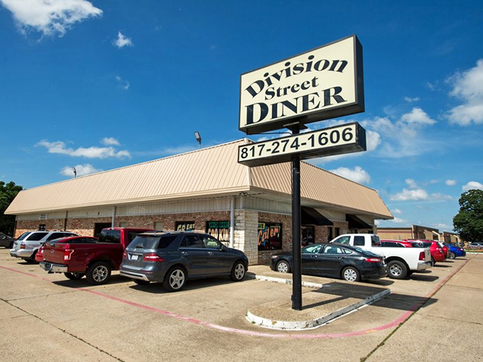The sign says it all at Division Street Diner. Arlington locals flock here for breakfast that tastes like childhood memories.