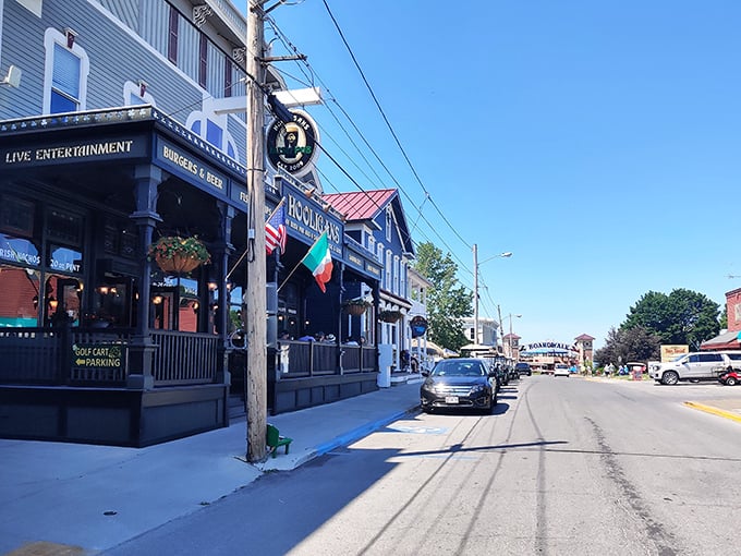 Put-in-Bay: Colorful storefronts welcome visitors to this Lake Erie island town. The only thing missing is Jimmy Buffett singing in the background.