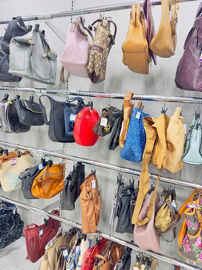 Handbag heaven awaits the patient shopper. That designer purse you've coveted might be hiding here, nestled between vintage clutches and practical totes.