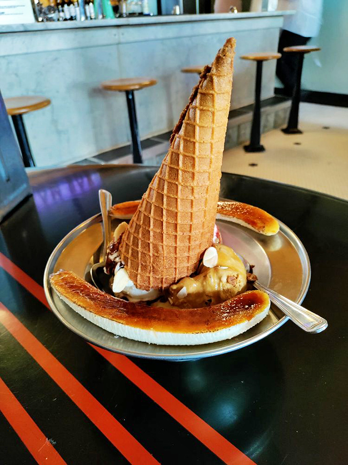 When your dessert needs a hat this magnificent, you know you're in for something special. That brûléed banana is the cherry on top.