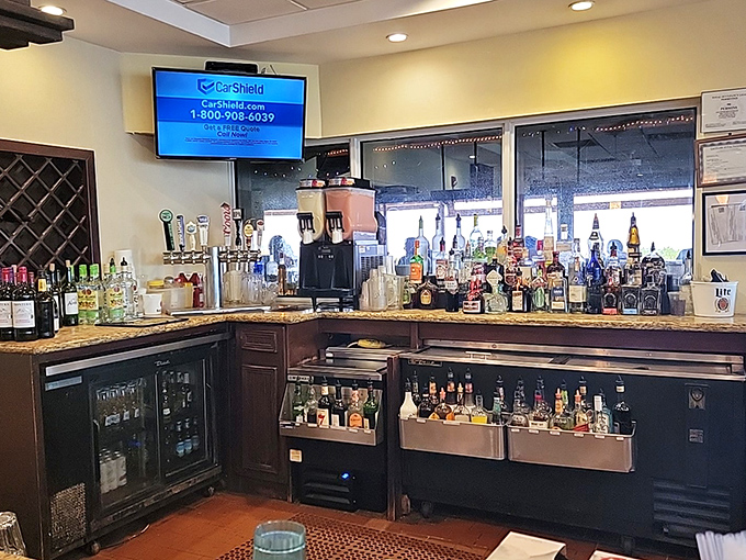 A well-stocked bar ready to quench any thirst – from sophisticated martinis to that beer that just tastes better when you're looking at water.